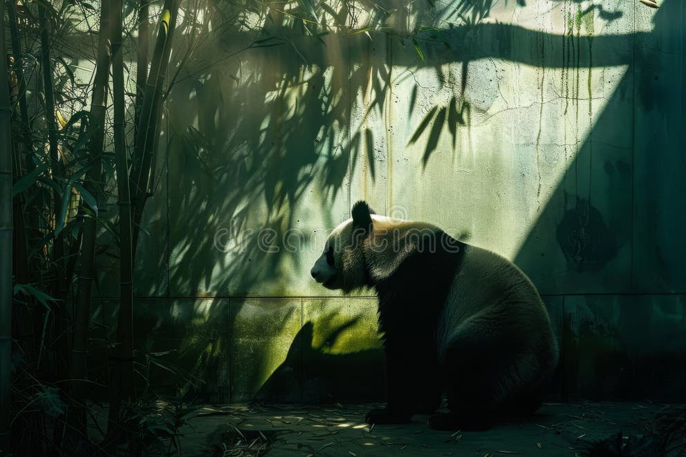 A Panda Bear is Sitting in the Shade of a Tree Stock Illustration ...