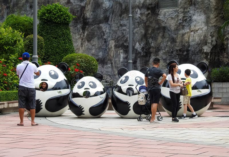 Panda Bear Statues in the Seac Pai Van Park (Macau China) Editorial ...