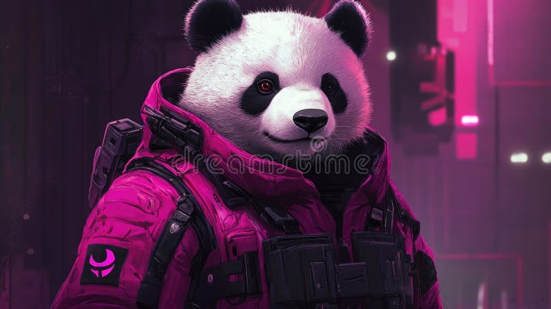 Panda Bear in Tactical Gear Stock Illustration - Illustration of neon ...