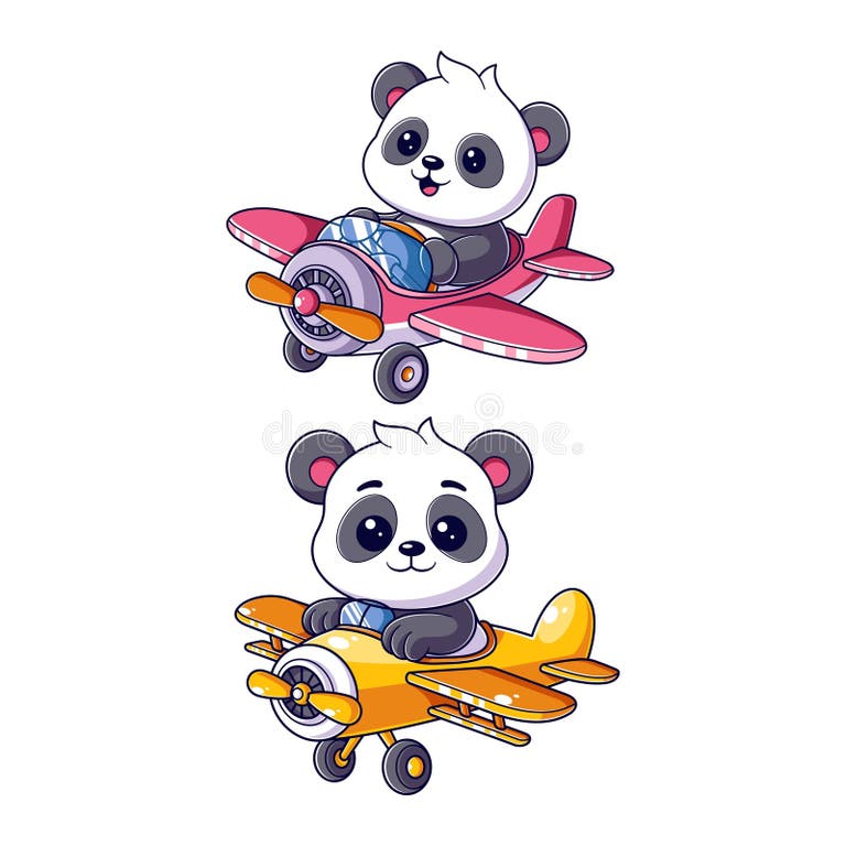 Panda Becomes an Airplane Pilot, Package Design Stock Vector ...
