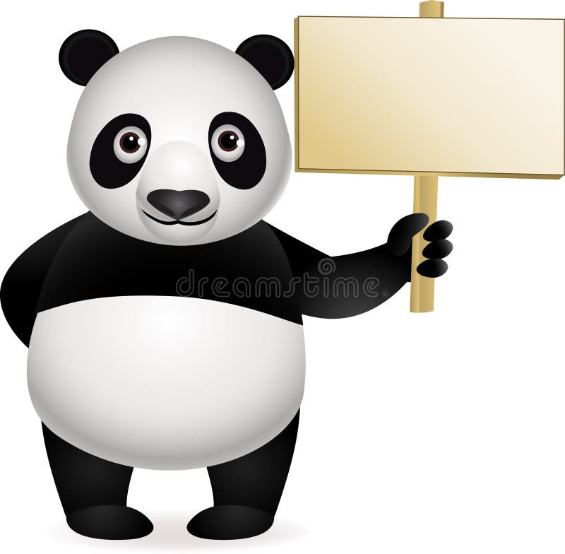 Panda and blank sign stock vector. Illustration of hair - 19249807