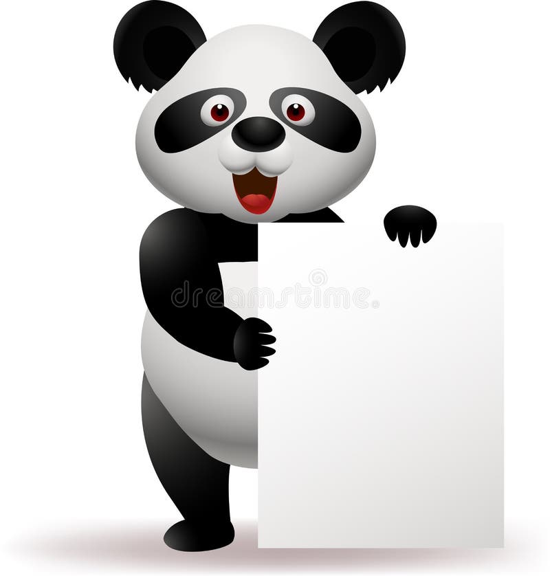 Panda with blank sign stock vector. Illustration of cartoon - 25129947