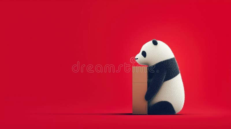 Panda with Box on a Simple Background. Stock Illustration ...