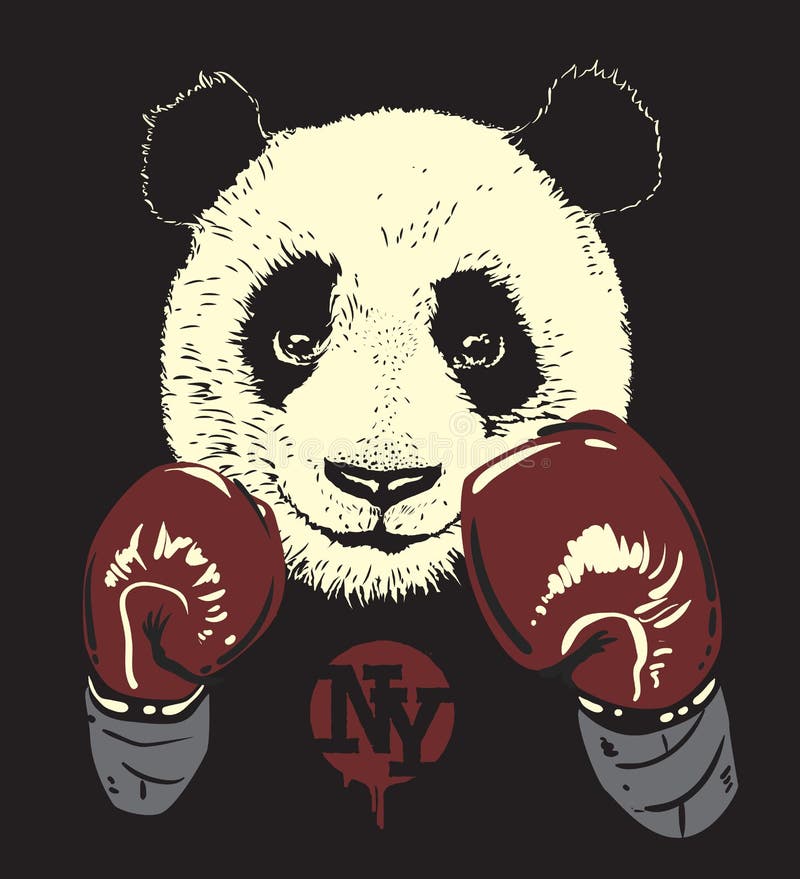 Panda in Boxing Gloves, Hand Drawn Bear Stock Vector - Illustration of ...