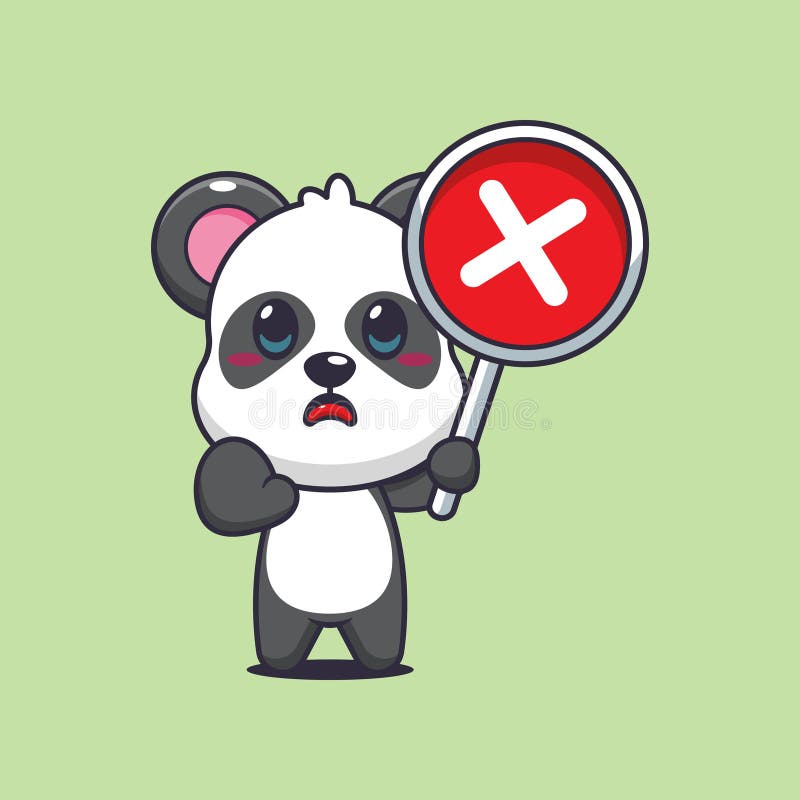 Panda Cartoon Vector Illustration with Wrong Sign Stock Vector ...
