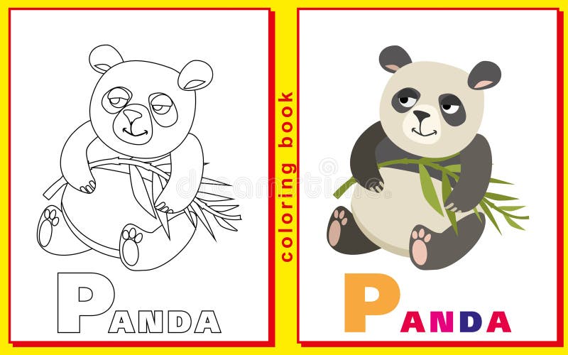 Panda. Children Coloring with the Letters Stock Vector - Illustration ...