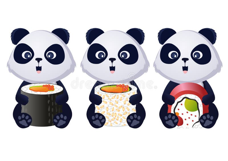 Panda com sushi ilustração stock. Ilustração de sushi - 51828391