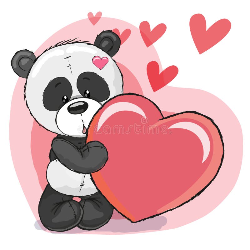 Panda con el corazón ilustración del vector. Ilustración de vacaciones ...
