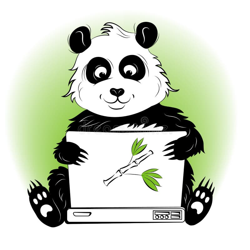 Panda Con Il Computer Portatile Illustrazione Vettoriale ...