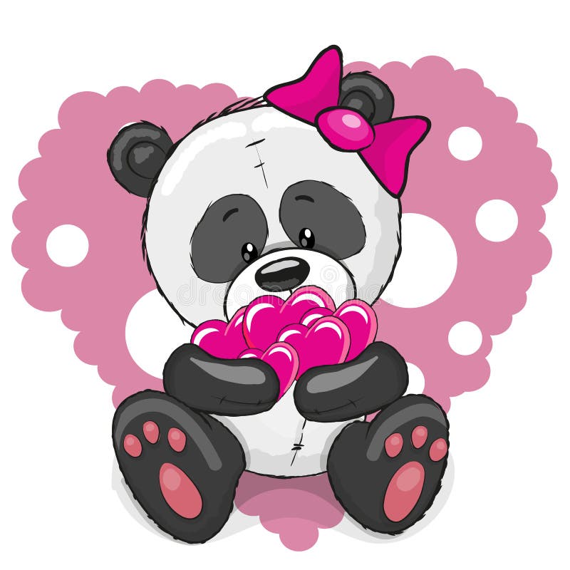 Panda con los corazones ilustración del vector. Ilustración de amor ...