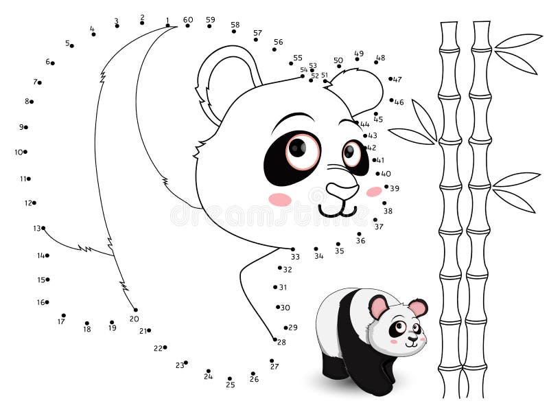 Panda Connect Les Points Et La Couleur Set4 Illustration de Vecteur ...