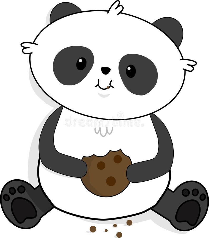 Panda with cookie stock vector. Illustration of happy - 189758807