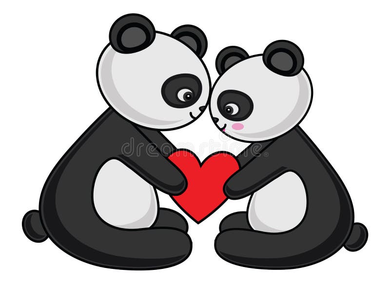 Cute panda couple in love stock vector. Illustration of japanese ...