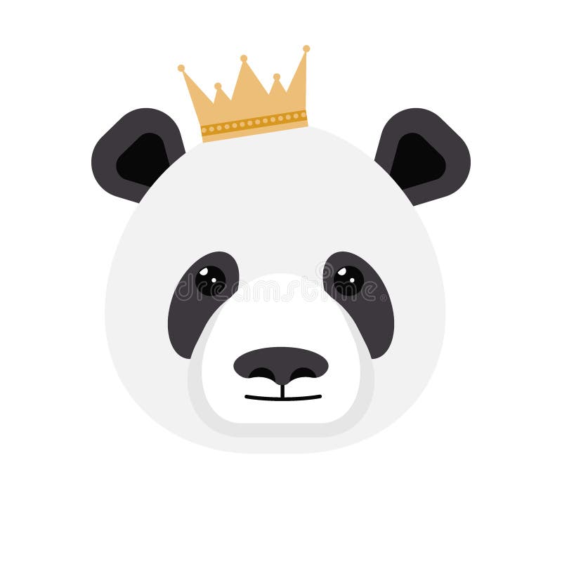 Panda with Crown. Panda Character, Crown Stickers. Stock Vector ...