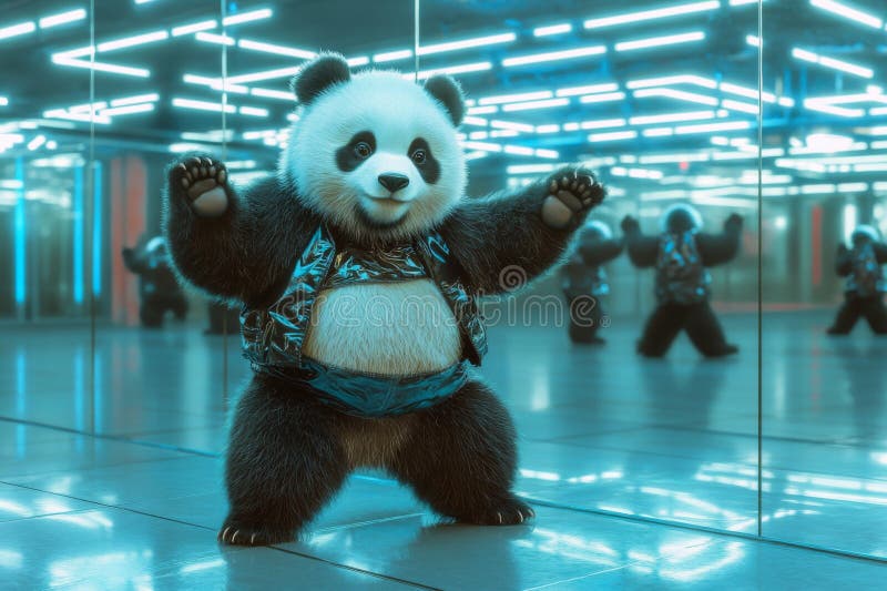 Panda Dance Instructor in Action Stock Illustration - Illustration of ...