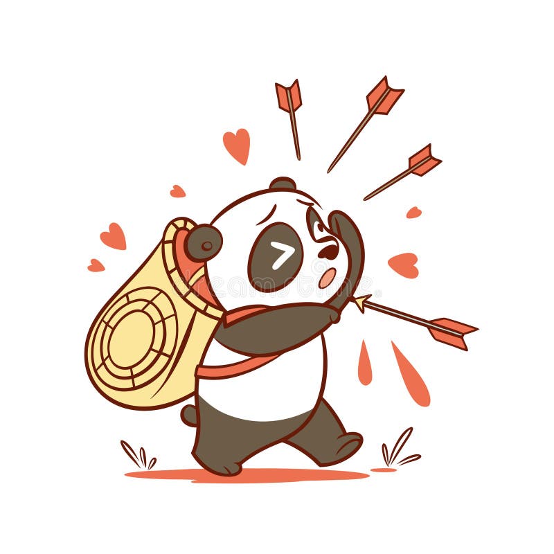 Panda Darts Challenge in Unconscious State Stock Illustration ...