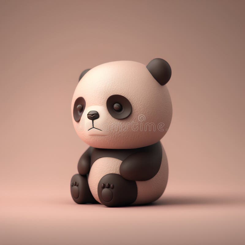 Panda Doll 3d Render on Pastel Background with Soft Shadow Stock ...