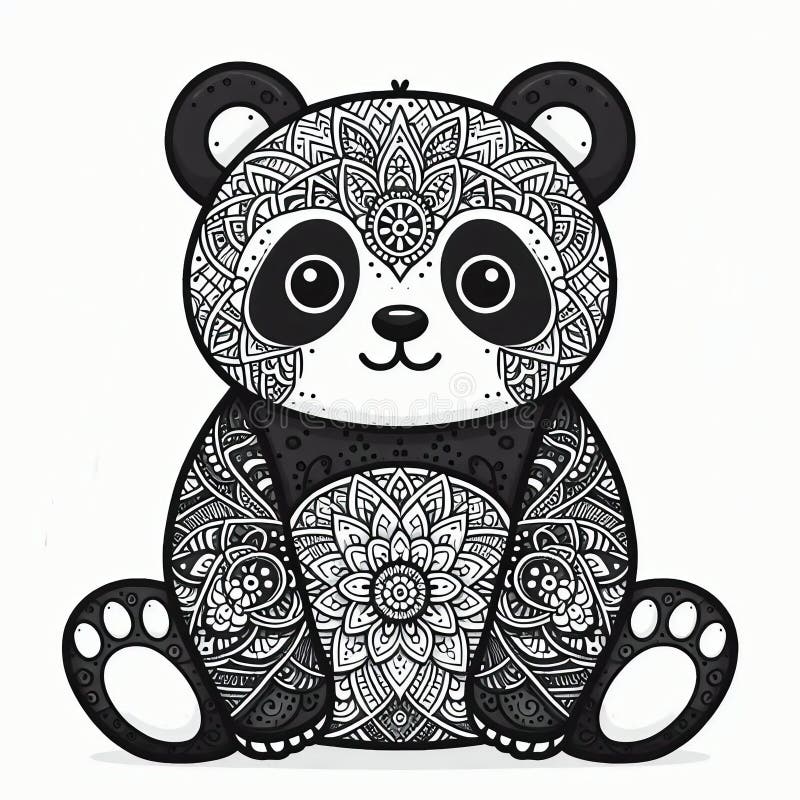 Mandala panda stock illustration. Illustration of cute - 327084234