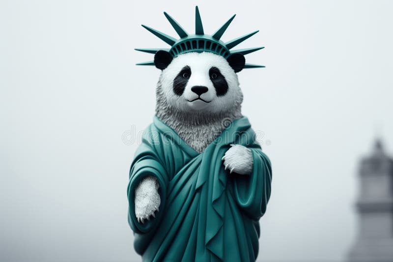 Panda Dressed As Statue of Liberty. War China and USA Stock ...