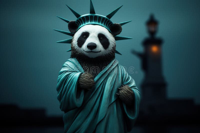 Panda Dressed As Statue of Liberty. War China and USA Stock ...