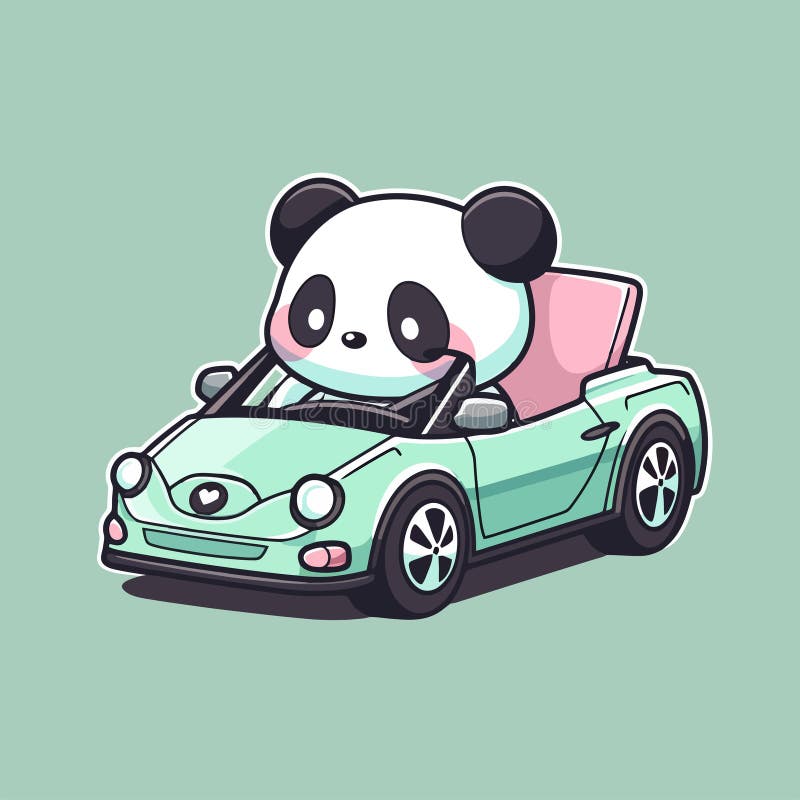 Panda Driving a Racing Car on a Race Track, Vector Illustration AI ...