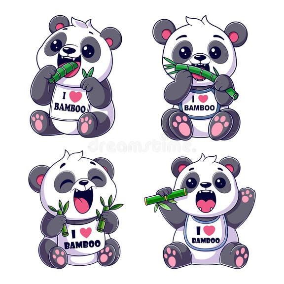 Panda Eating Bamboo, Package Design Stock Vector - Illustration of ...