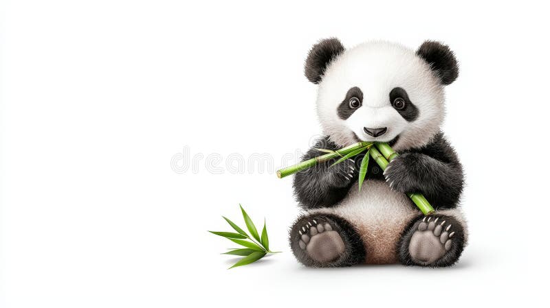 Panda Eating Bamboo White Isolate Background Stock Illustration ...