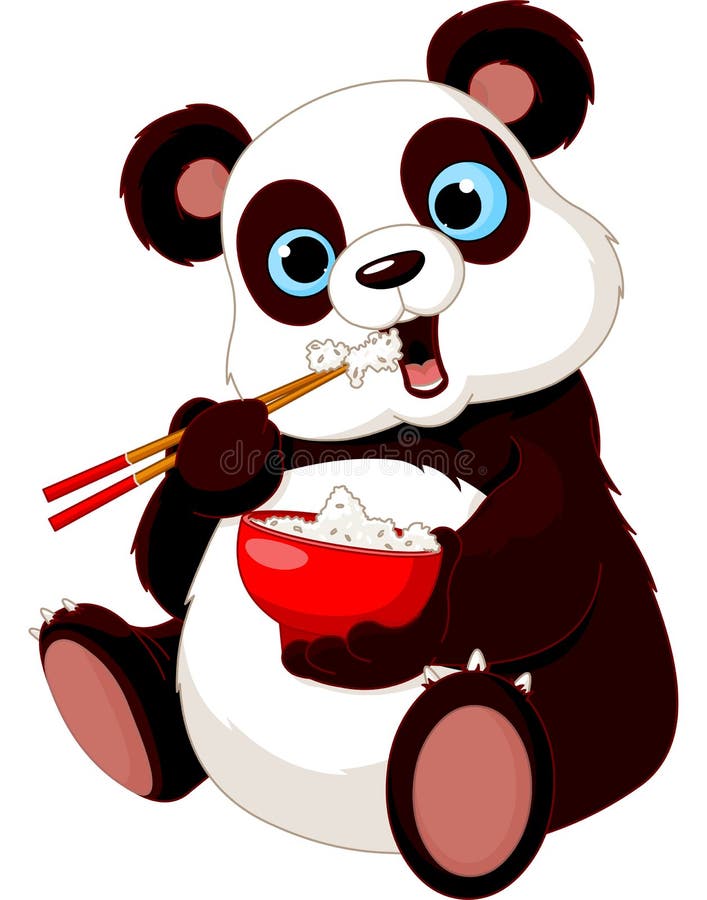 Panda eating rice stock vector. Illustration of panda - 25473249