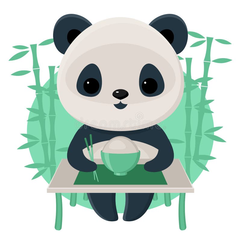 Cute panda eating rice stock vector. Illustration of asia - 31754534