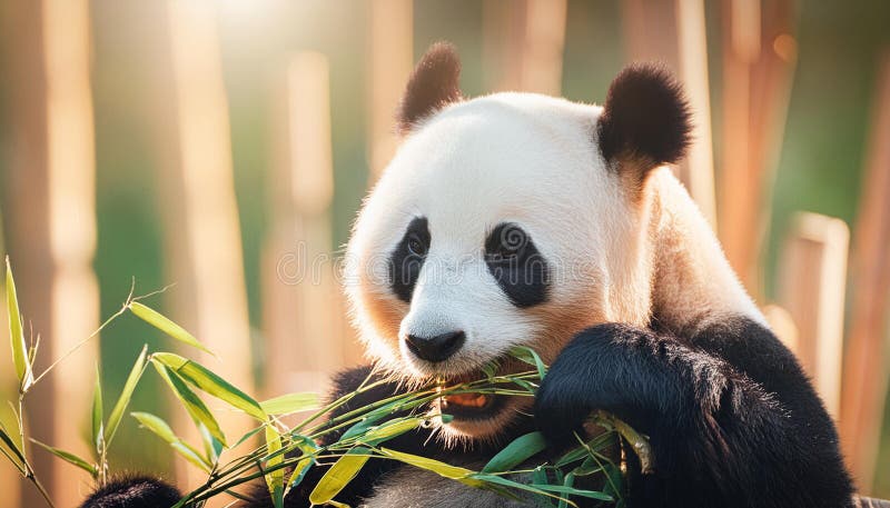 A panda eats bamboo stock illustration. Illustration of wilderness ...