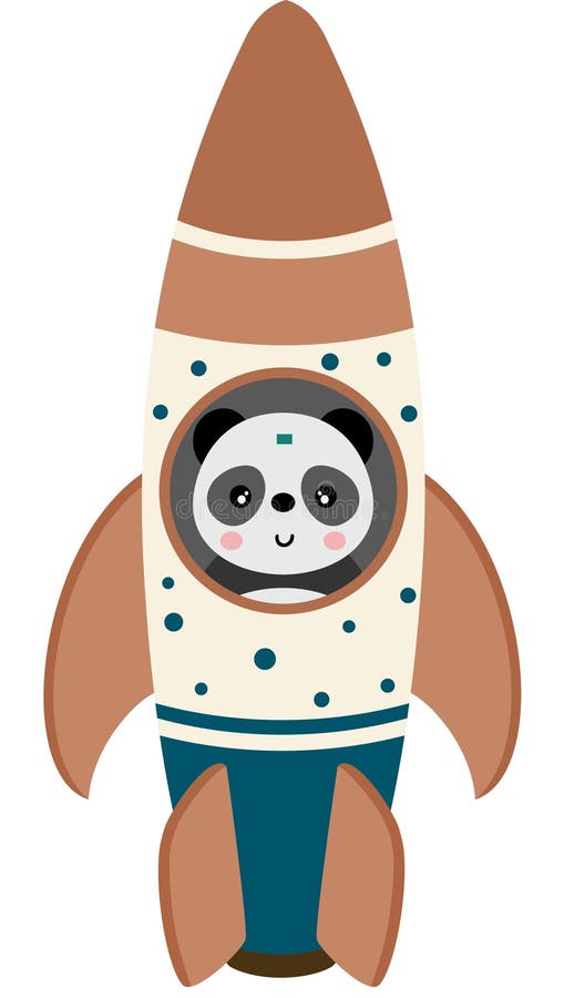 Panda Explorer in a Space Rocket Stock Vector - Illustration of drawing ...