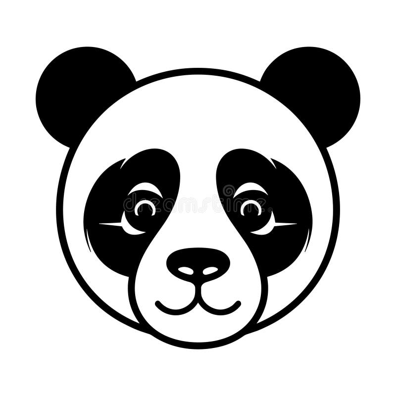 Panda Face. Black Panda Icon in Flat Style Stock Vector - Illustration ...