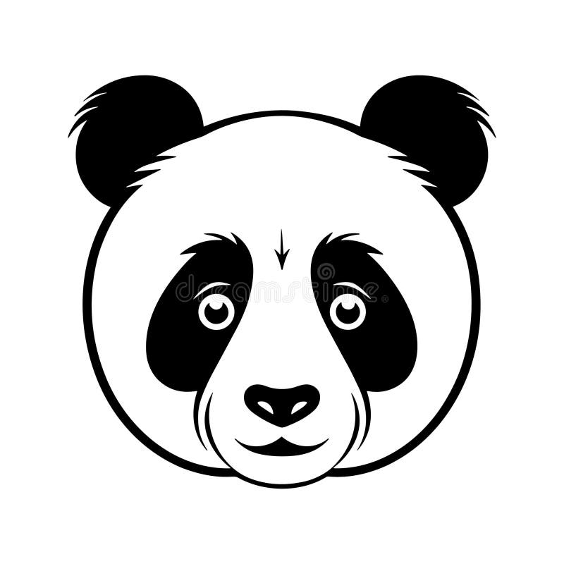 Panda Face. Black Panda Icon in Flat Style Stock Vector - Illustration ...