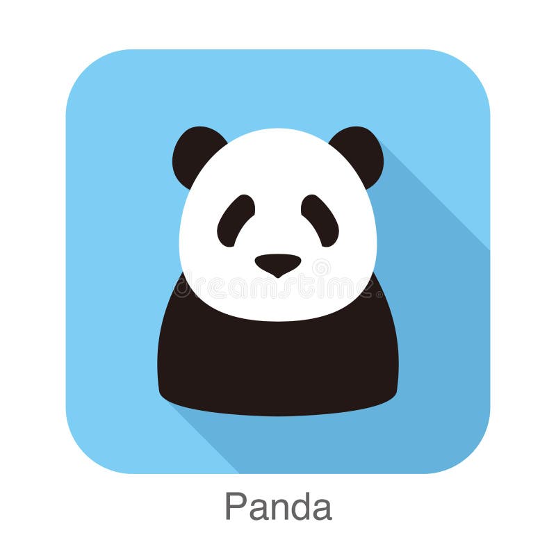 Panda Face Flat Icon Design. Animal Icons Series, Vector Illustration ...