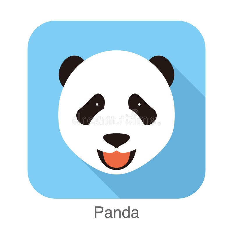 Panda Face Flat Icon Design. Animal Icons Series, Vector Illustration ...