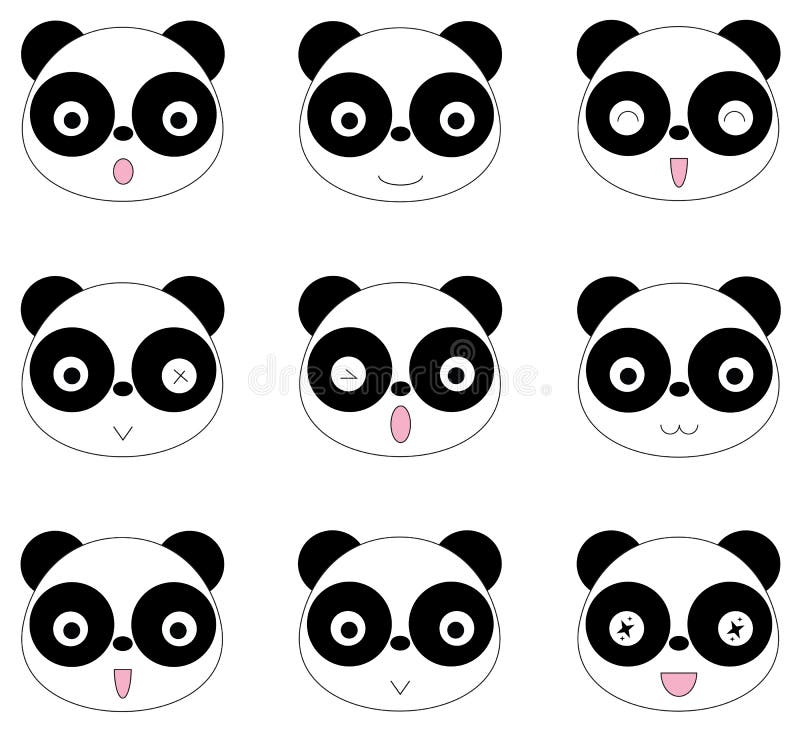 Panda face many emotions. stock vector. Illustration of laugh - 88391148