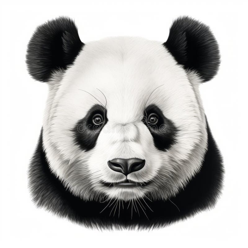 Realistic Portrait of a Panda Bear Head in Detailed Illustration Style ...