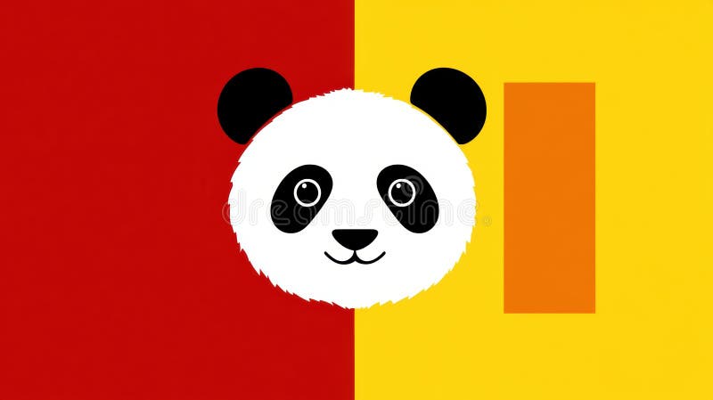 Panda Face on Red and Yellow Stock Illustration - Illustration of ...