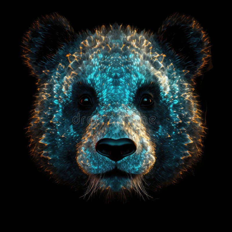 Panda Face Shape in Fire on Black Background. Generative AI Stock ...