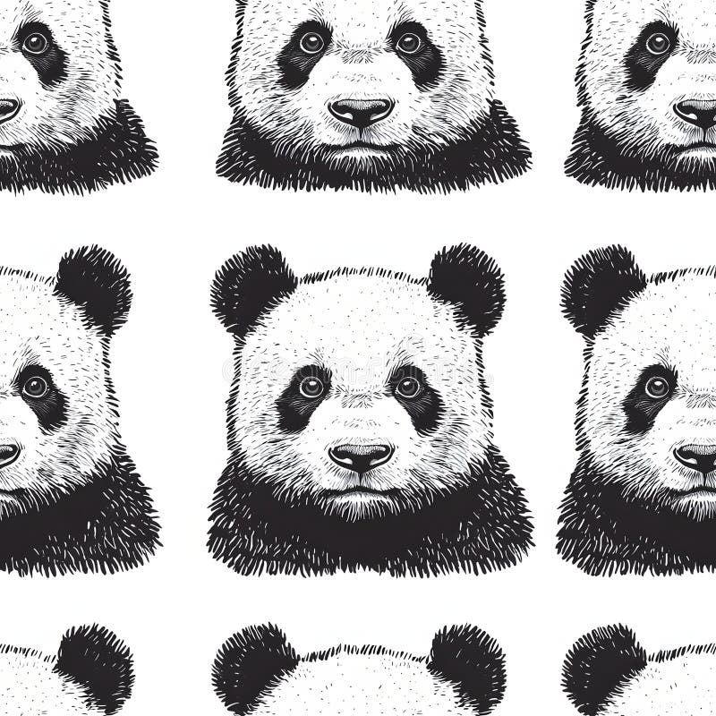 Panda Faces Seamless Pattern. AI Generated Stock Illustration ...