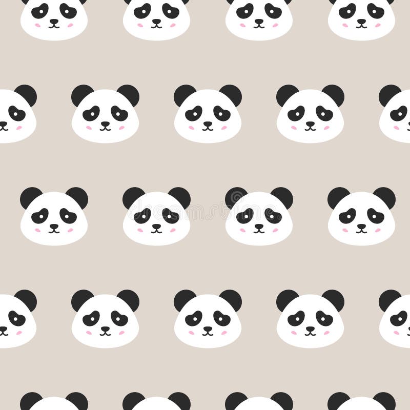 Panda Faces Seamless Pattern Stock Vector - Illustration of face, cute ...
