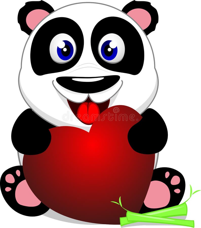 Panda Felice Del Bambino Con Cuore Illustrazione Vettoriale ...