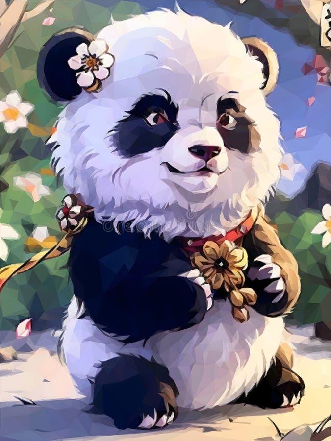 A Panda with Flowers on it. Stock Illustration - Illustration of drawn ...