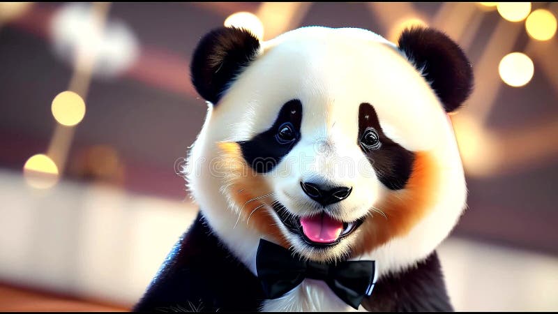 Panda in formal suit stock footage. Video of drawing - 353353220