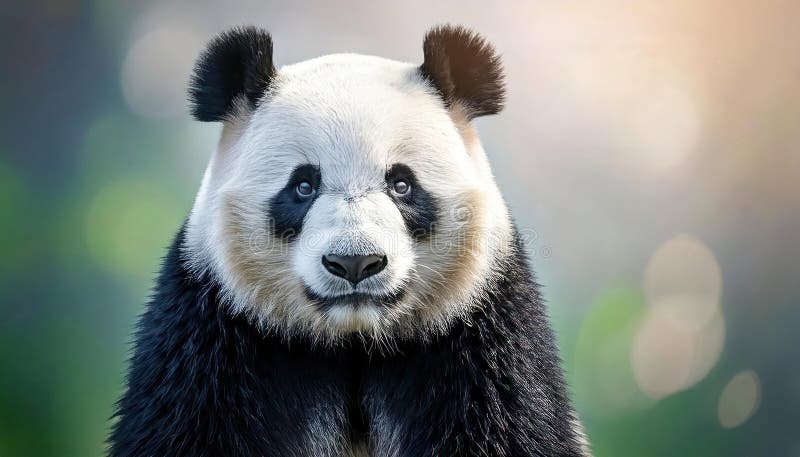 Panda front view portrait. stock illustration. Illustration of sheep ...