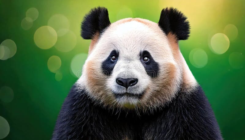 Panda front view portrait. stock illustration. Illustration of monkey ...