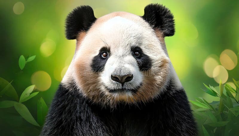 Panda front view portrait. stock illustration. Illustration of animal - 348893331