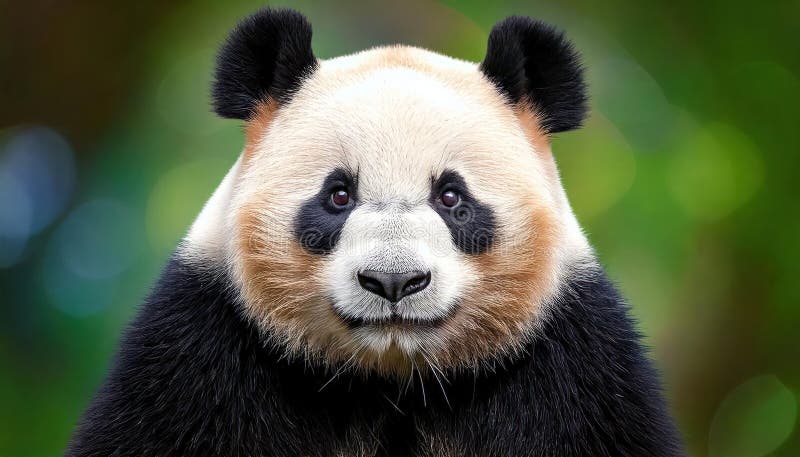 Panda front view portrait. stock illustration. Illustration of bear ...