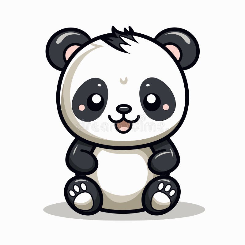 Panda. Panda Hand-drawn Comic Illustration. Cute Vector Doodle Style ...