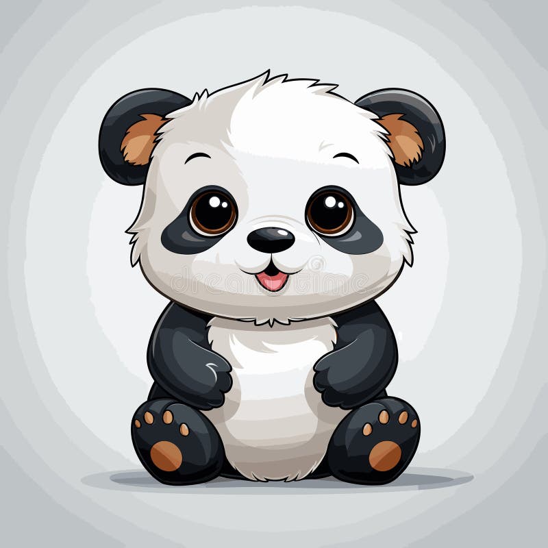 Panda. Panda Hand-drawn Comic Illustration. Cute Vector Doodle Style ...